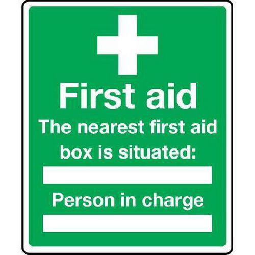 The Nearest First Aid Box Is Sign | Signs & ID | Manutan UK