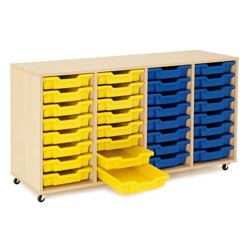 Mobile Melamine Storage Unit (750h x 1350w) Complete With 32 Shallow ...