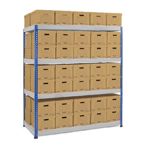 Double Sided Archive Storage Shelving | 25 Archive Boxes | Manutan UK