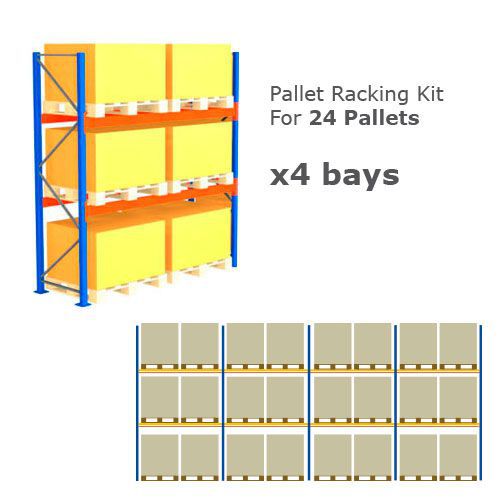 Pallet Racking Kit 3000x11289x900 | Holds 24 Pallets | Manutan UK