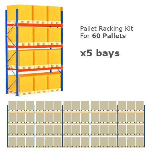 Pallet Racking Kit Holds 60 Pallets Sized 1500x800x1200 | Manutan UK