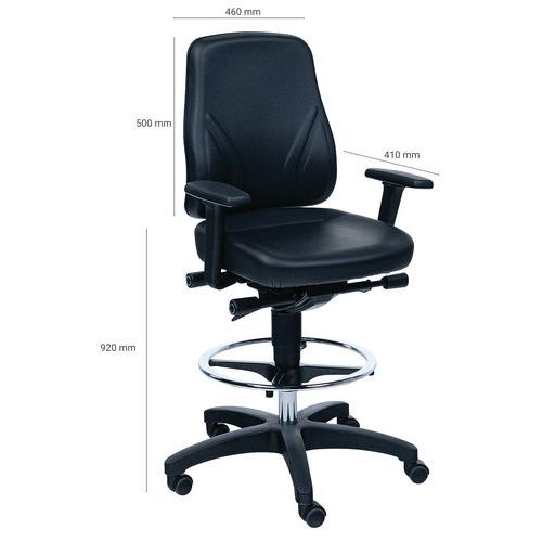 High workshop chair with foot rest - Ergonomic | Manutan UK