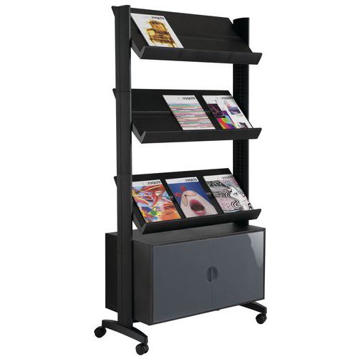 Mobile flyer display stand - 3 shelves with cabinet - EasyDisplays ...