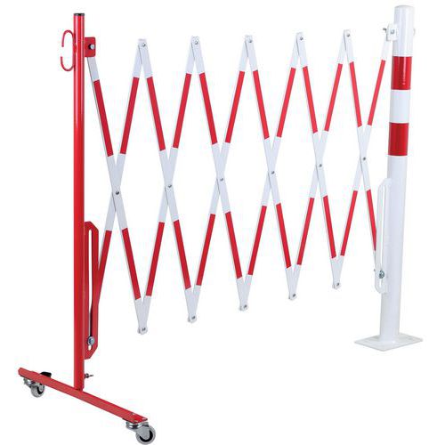 Extendable barrier on castors with round post, dia. 60 mm - Dancop ...