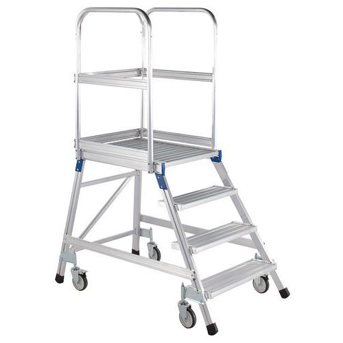 Aluminium Mobile Work Platform - Single-Sided Step Ladder - Manutan.co.uk