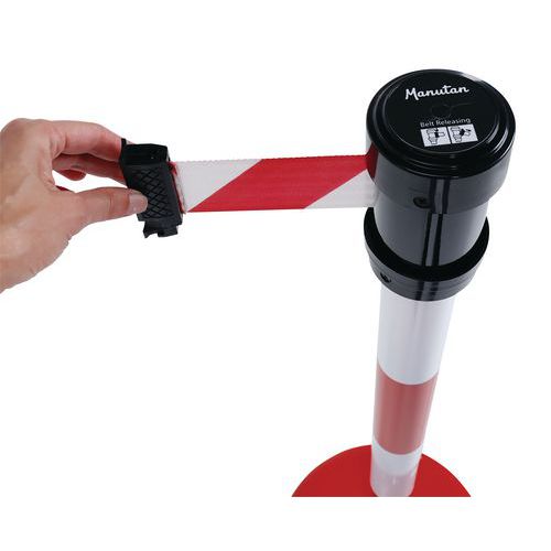 Striped PVC Belt Barriers - Retractable Belt - Crowd Control - Manutan ...