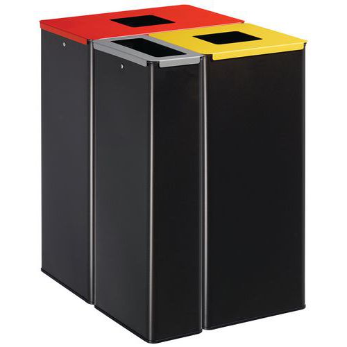 Steel Indoor Recycling Bin - 40L Square - Home/Office - Manutan Expert ...