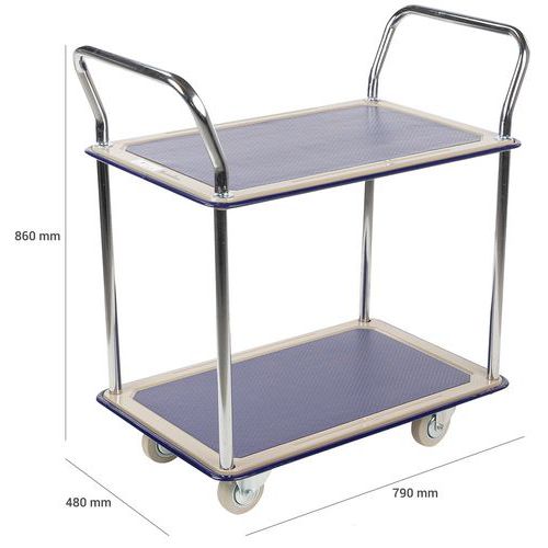 Trolley with 2 shelves - Capacity 120 kg - Manutan Expert - Manutan.co.uk