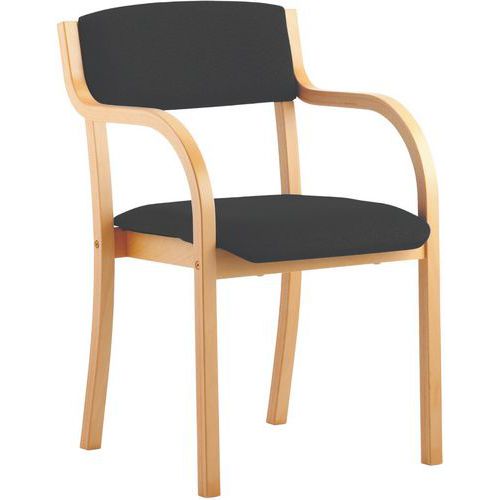 Office Visitor/Reception Chair With Arms - Wooden Beech Frame - Madrid ...