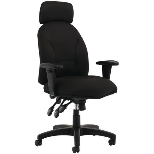 Black Fabric/Leather Executive Office Chair - Ergonomic Headrest -Jet ...