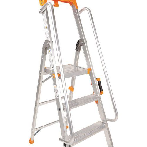 Professional aluminium step ladder with ramp - Manutan Expert - Manutan ...