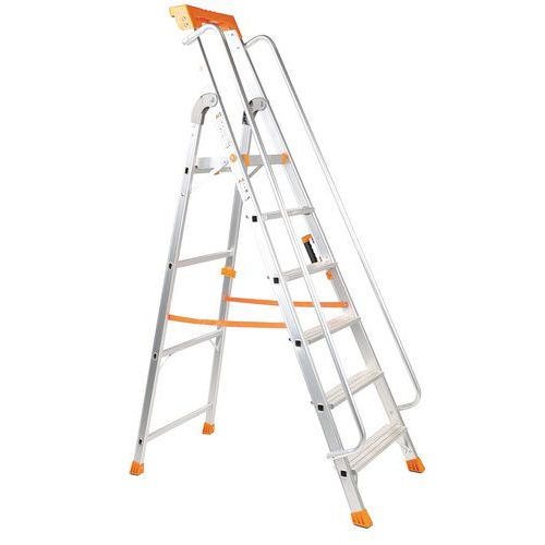 Professional aluminium step ladder with ramp - Manutan Expert - Manutan ...