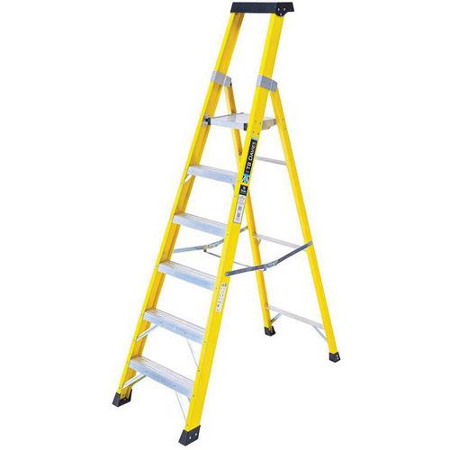 Electricians Fibreglass Platform Step Ladder - 4-8 Treads - INSUL8-P ...