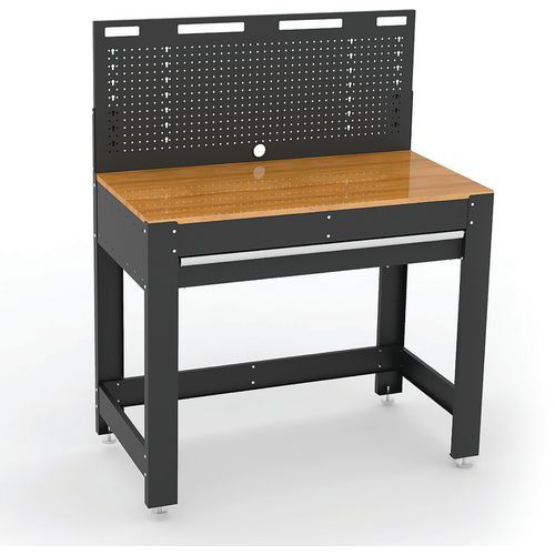 Pegboard Workbench | 1 Tool Storage Drawer | Wood Top | Phoenix Safe UK