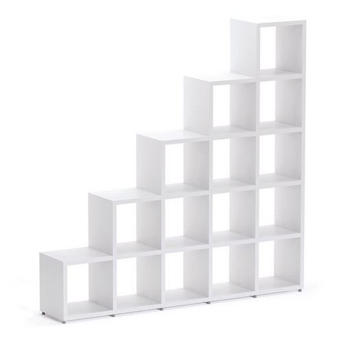 6-15 Cube Stepped Shelf Storage System - White/Oak Wood Units - Boon ...