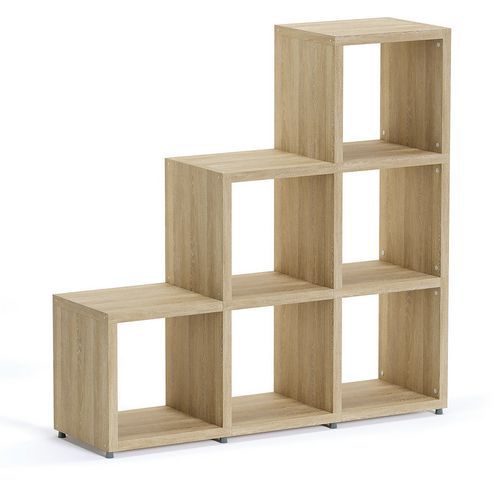 6-15 Cube Stepped Shelf Storage System | White/Oak Wood Units | Boon