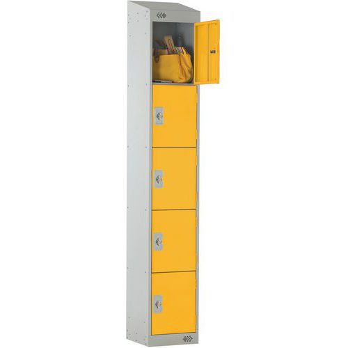 5 Door Metal Storage Locker - Hasp/Cam Locks - Sloped Top - Nestable ...
