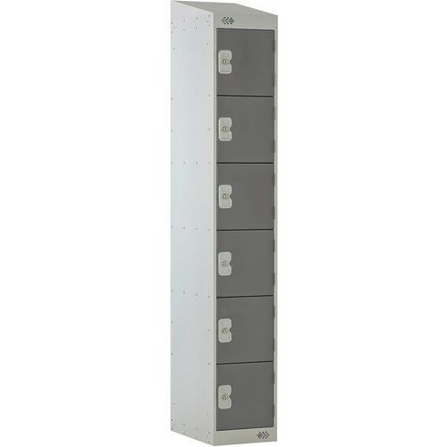 6 Door Metal Storage Locker | Hasp/Cam Locks | Sloped Top | Nestable