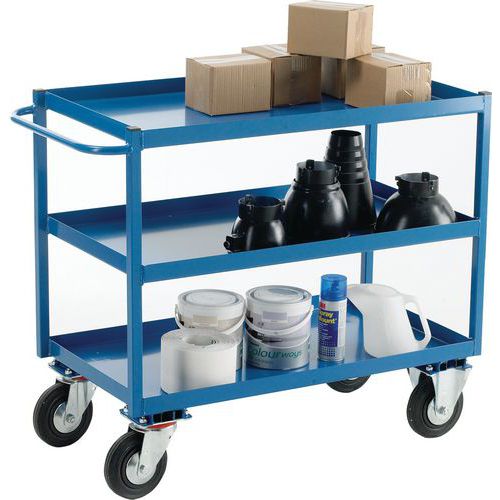 Heavy Duty 3 Shelf Tray Trolley | Warehouse Trolley | Manutan UK