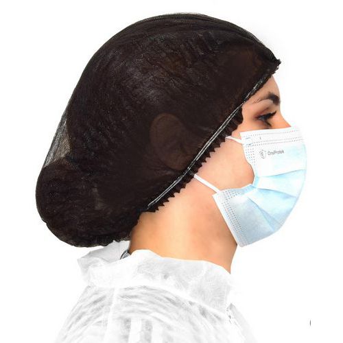 Black disposable cap, HACCP compliant and food-safe - Manutan.co.uk