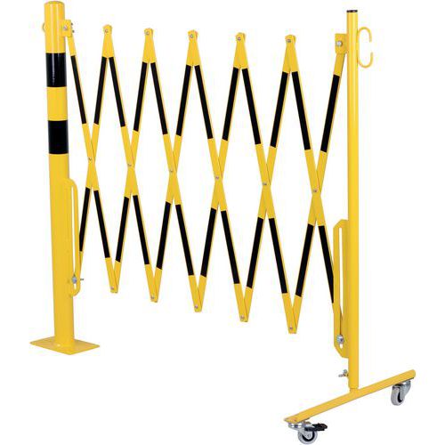 Extendable barrier on castors with round post, dia. 60 mm - Dancop ...
