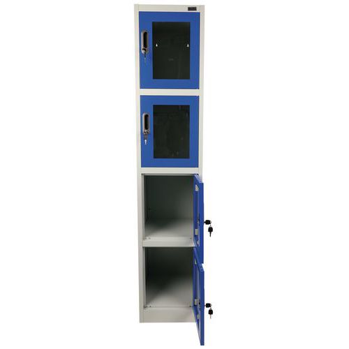 Locker with 4 compartments | Clear Doors | Manutan UK