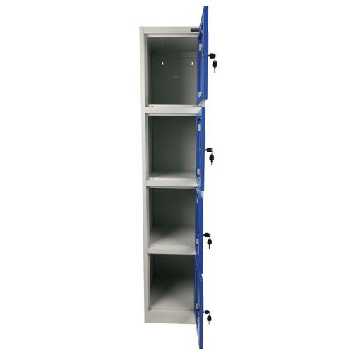 Locker with 4 compartments and clear doors - Depth 450 mm - Assembly ...