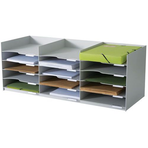 Horizontal multi-compartment sorter - Grey - Paperflow - Manutan.co.uk