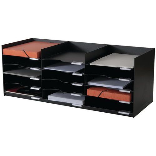 Horizontal multi-compartment sorter - Black - Paperflow - Manutan.co.uk