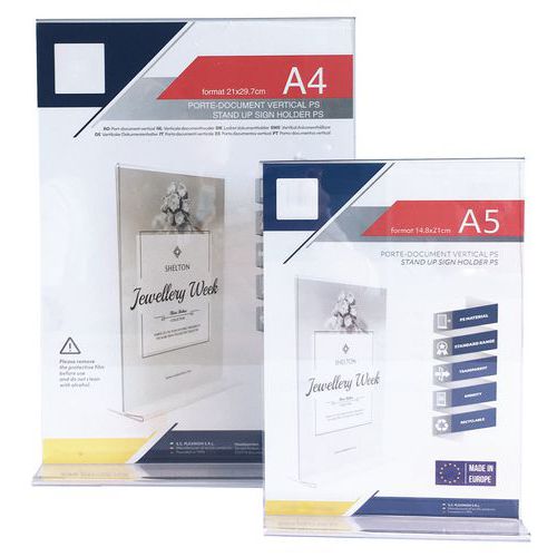 Straight T-shaped transparent table display stand - Manutan - Manutan.co.uk